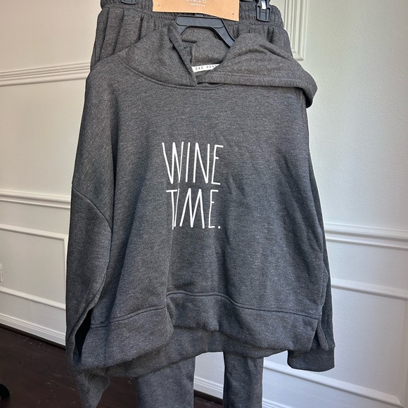 Rae Dunn | Pants & Jumpsuits | Rae Dunn Wine Time Charcoal Hoodie And ...